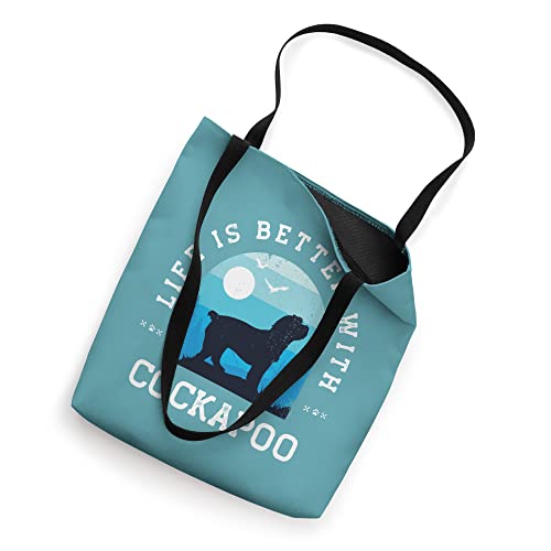 Life Better Cockapoo Vintage Blue Dog Mom Dad Tote Bag