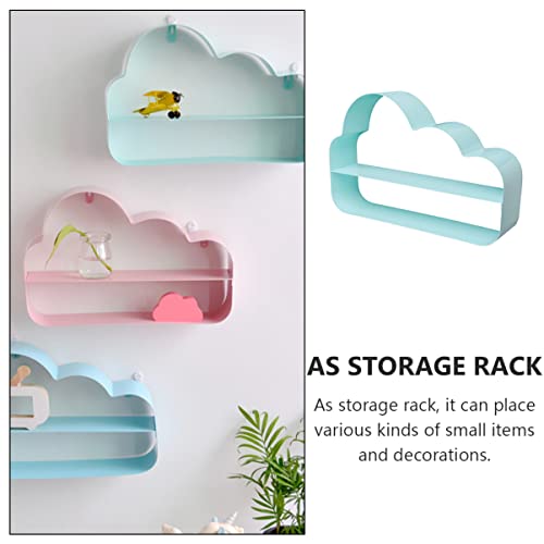 HOMSFOU 1pc Creative Shelves Holder Decorative Decor DIY Floating Shelve Display Exquisite Geometric Wall-Mounted Organizer Nursery Bedroom Hanging Metal Cloud Living