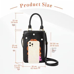 GOKTOW Women Quirky Purse,Novelty Lady Face Clutch Purses, Funny Crossbody Bag,PU Handle Satchel Tote Shoulder Bags