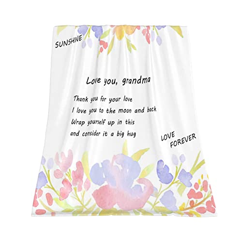 Grandma Blanket from Grandkid Birthday Gifts for Grandma 50"×60" Cozy Soft Grandma Throw Blanket for Couch Warm Super Soft Blanket Comfy Lap Blanket for Sofa