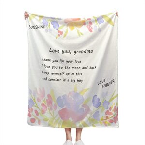 Grandma Blanket from Grandkid Birthday Gifts for Grandma 50"×60" Cozy Soft Grandma Throw Blanket for Couch Warm Super Soft Blanket Comfy Lap Blanket for Sofa