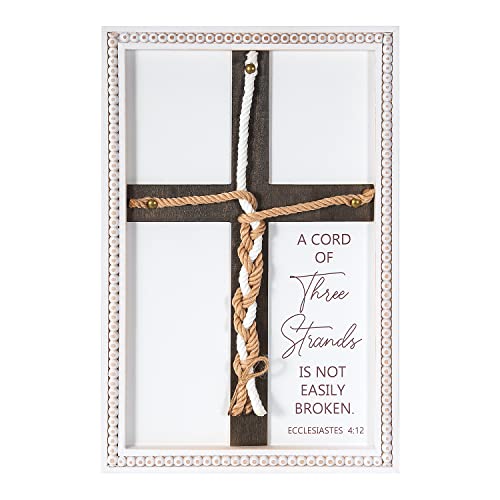 A Cord of Three Strands Wedding Signs for Ceremony and Reception, Wedding Bible Wooden Cross, Anniversary Religious Marriage Gifts for Couple, Parents, Christian, Strand of Three Cords Sign