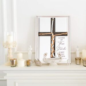 A Cord of Three Strands Wedding Signs for Ceremony and Reception, Wedding Bible Wooden Cross, Anniversary Religious Marriage Gifts for Couple, Parents, Christian, Strand of Three Cords Sign