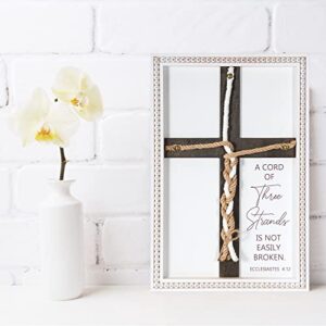 A Cord of Three Strands Wedding Signs for Ceremony and Reception, Wedding Bible Wooden Cross, Anniversary Religious Marriage Gifts for Couple, Parents, Christian, Strand of Three Cords Sign