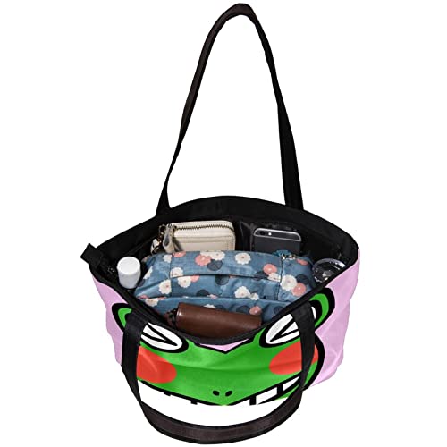 TBOUOBT Handbags for Women Fashion Tote Bags Shoulder Bag Satchel Bags, cartoon animal grinning frog