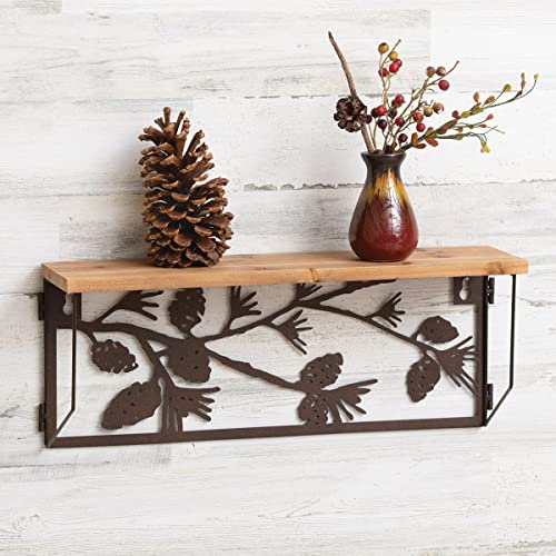 Pinecone Forest Metal & Wood Shelf