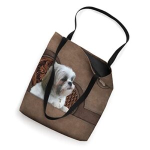 Cute Shih Tzu Heart Floral-Leather-Dog Paw Tote Bag