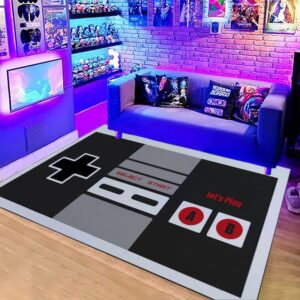 samaun large gamer rug area rugs game printed carpets for game room decor gamer boys bedroom decor 3d printed player home decor non-slip crystal floor mat,video game rug retro gamepad（39x60inch）