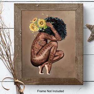 Black women Wall Art & Decor - Black Art - African American Wall Art - Afro Black Woman Wall Art - African American Women Wall Art - I Am - Positive affirmation Black Girl Magic Poster - UNFRAMED 8x10