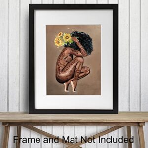 Black women Wall Art & Decor - Black Art - African American Wall Art - Afro Black Woman Wall Art - African American Women Wall Art - I Am - Positive affirmation Black Girl Magic Poster - UNFRAMED 8x10