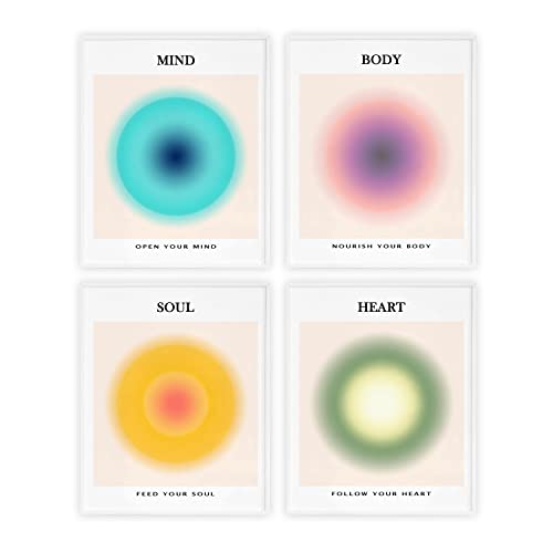 Double Devil's Inspirational Wall Art Positive Affirmations Wall Decor Aura Poster Y2K Room Decor Aesthetic Preppy Pictures | Mind Body Soul Heart | Pack of 4, Unframed 8x10