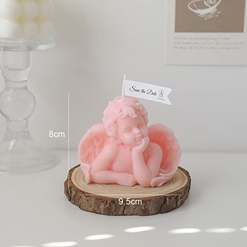 Angel Shaped Scented Candle,150G Aroma Soy Wax Decorative Candle,Handmade Aesthetic Candle for Table Photo Prop Birthday Gift,Prefect for Meditation Stress Relief Mood Boosting Bath Yoga Pink