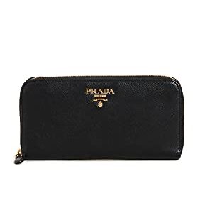 Prada Women's Pre-Loved Black Saffiano Zip Around Wallet, Black, One Size