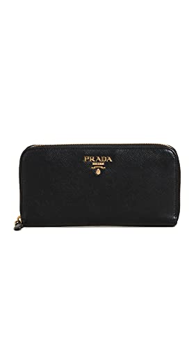 Prada Women's Pre-Loved Black Saffiano Zip Around Wallet, Black, One Size