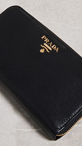 Prada Women's Pre-Loved Black Saffiano Zip Around Wallet, Black, One Size