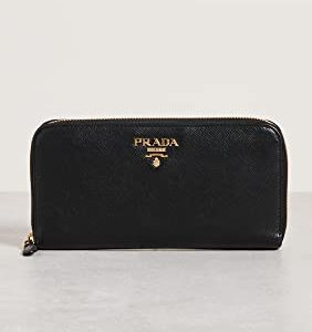 Prada Women's Pre-Loved Black Saffiano Zip Around Wallet, Black, One Size