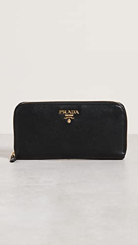 Prada Women's Pre-Loved Black Saffiano Zip Around Wallet, Black, One Size