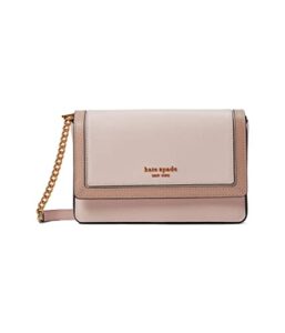 kate spade new york morgan color-blocked saffiano leather flap chain wallet pale dogwood multi one size