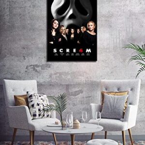 Scream Poster Sets 6 for Room Aesthetic Horror Movie Canvas Wall Art Modern Thriller Wall Decor Prints for Living Room Bedroom 12x18in Unframed