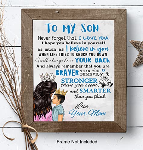 Boy Bedroom Wall Art - To My Son - Mexicans Latinx Gift from Mom Mother - Little Boys Room decoration - Baby shower Gift - Blue Nursery Decor - Kids Infant Toddler Child Family Wall Decor Poster