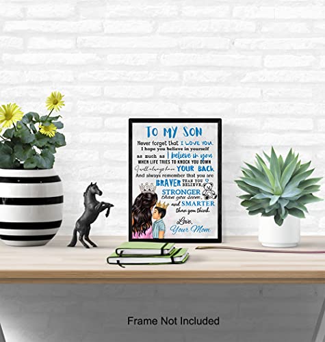 Boy Bedroom Wall Art - To My Son - Mexicans Latinx Gift from Mom Mother - Little Boys Room decoration - Baby shower Gift - Blue Nursery Decor - Kids Infant Toddler Child Family Wall Decor Poster