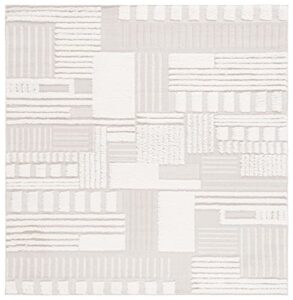 safavieh trends collection 6’7″ square beige/ivory trd126b modern contemporary textured living room dining bedroom area rug