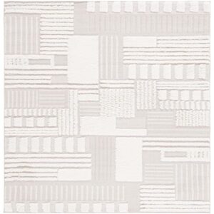 Safavieh Trends Collection 6'7" Square Beige/Ivory TRD126B Modern Contemporary Textured Living Room Dining Bedroom Area Rug