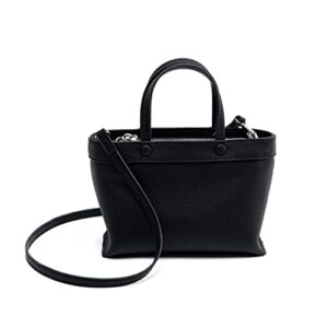 small leather tote shoulder bags for women top handle crossbody purse (1-black)