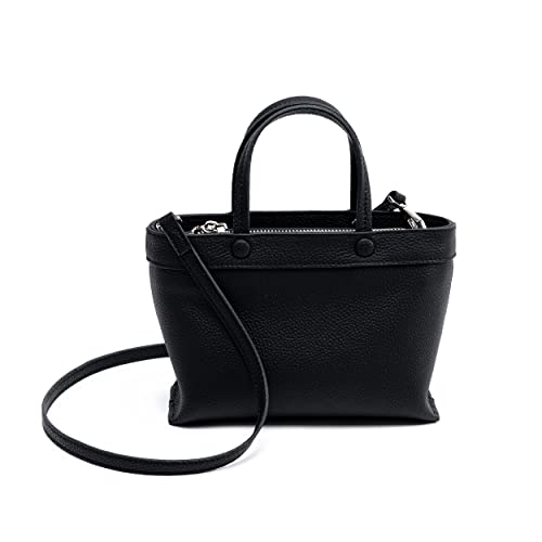 Small Leather Tote Shoulder Bags For Women Top Handle Crossbody Purse (1-Black)