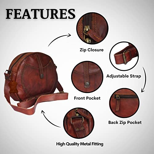 Madosh, Women's Genuine Leather Crossbody Semi-Circle Shape Purse Ladies Round Shoulder Fashion Sling bag