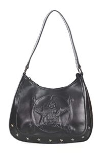 lost queen gothic women’s white magic shoulder bag embossed skull pentagram purse