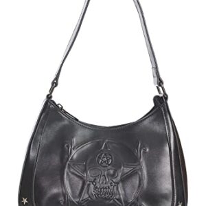 Lost Queen Gothic Women’s White Magic Shoulder Bag Embossed Skull Pentagram Purse