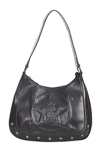 Lost Queen Gothic Women’s White Magic Shoulder Bag Embossed Skull Pentagram Purse