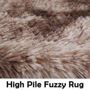 YUFANUHO Ultra Soft Leopard Area Rugs 5x7 Feet Tie-Dye Rugs, Fuzzy Brown Area Rugs for Living Room, Fluffy Tan Rugs 5x7 for Bedroom, Home Decor Fuzzy Rugs (Leopard)