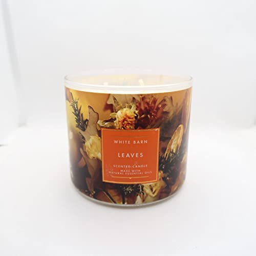 Bath Body Works, White Barn 3-Wick Candle w/Essential Oils - 14.5 oz - 2022 Autumn & Thanksgiving! (Leaves)