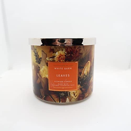 Bath Body Works, White Barn 3-Wick Candle w/Essential Oils - 14.5 oz - 2022 Autumn & Thanksgiving! (Leaves)