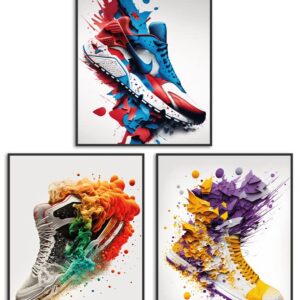 Hypebeast Sneaker Poster Sneakerhead Posters Set of 3 Unframed (8''x10'') Hypebeast Room Decor Cool Posters for Guys Bedroom Shoe Poster Sports Themed Wall Art Poster For Boys Room Wall Decor