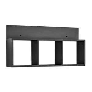 Danya B. Modern 3 Cube Floating Wall Shelf with Display Ledge - Easy to Hang Wall Mounted Triple Cubby Shelf (Black)