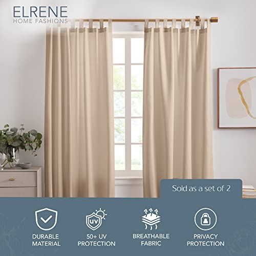 Elrene Home Fashions Rhodes Solid Indoor/Outdoor Window-Curtain Set, 2 Panels, 52 inches X 95 inches, Taupe