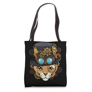 steampunk cat medieval mechanical victorian cute kitten tote bag