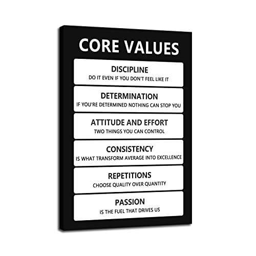 Core Values Quote Motivational Wall Art for Office Inspiration Poster Inspirational Canvas Painting Prints Wall Pictures for Living Room Home Decor Framed Artwork [12''W x 18''H], 12x18 Inch