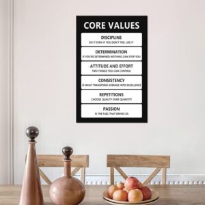 Core Values Quote Motivational Wall Art for Office Inspiration Poster Inspirational Canvas Painting Prints Wall Pictures for Living Room Home Decor Framed Artwork [12''W x 18''H], 12x18 Inch