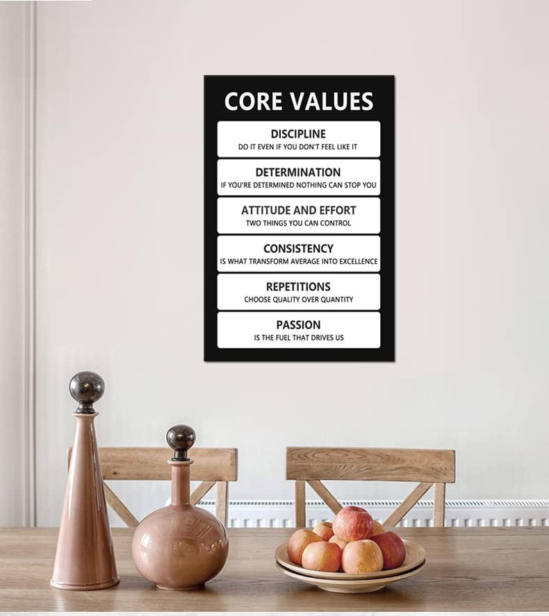 Core Values Quote Motivational Wall Art for Office Inspiration Poster Inspirational Canvas Painting Prints Wall Pictures for Living Room Home Decor Framed Artwork [12''W x 18''H], 12x18 Inch