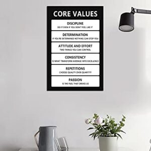 Core Values Quote Motivational Wall Art for Office Inspiration Poster Inspirational Canvas Painting Prints Wall Pictures for Living Room Home Decor Framed Artwork [12''W x 18''H], 12x18 Inch