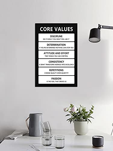 Core Values Quote Motivational Wall Art for Office Inspiration Poster Inspirational Canvas Painting Prints Wall Pictures for Living Room Home Decor Framed Artwork [12''W x 18''H], 12x18 Inch