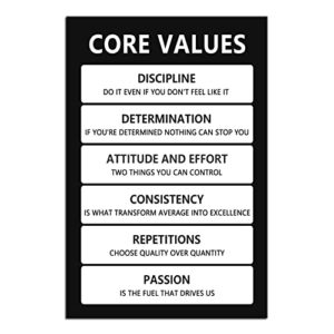 Core Values Quote Motivational Wall Art for Office Inspiration Poster Inspirational Canvas Painting Prints Wall Pictures for Living Room Home Decor Framed Artwork [12''W x 18''H], 12x18 Inch