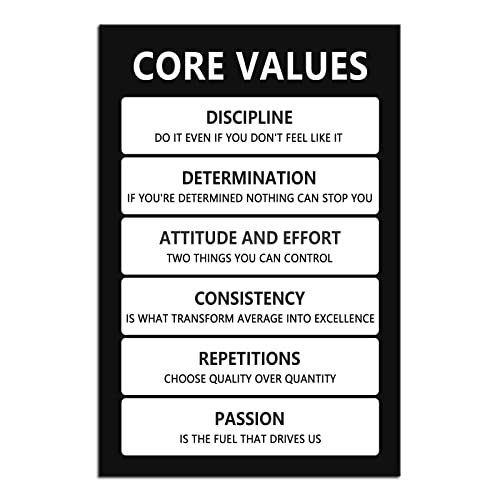 Core Values Quote Motivational Wall Art for Office Inspiration Poster Inspirational Canvas Painting Prints Wall Pictures for Living Room Home Decor Framed Artwork [12''W x 18''H], 12x18 Inch