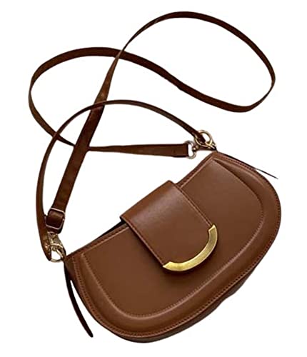 Women Shoulder Bag Saddle Bag Vintage Solid Small Hobo Crossbody Bag Purse Fashion PU Leather Tote Handbag