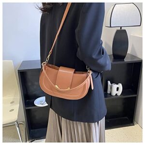 Women Shoulder Bag Saddle Bag Vintage Solid Small Hobo Crossbody Bag Purse Fashion PU Leather Tote Handbag