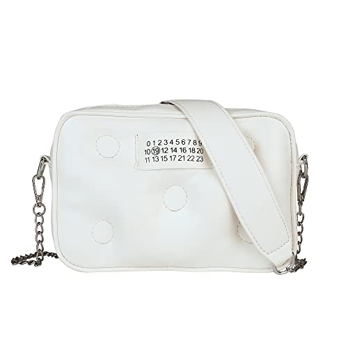 RongYue Puffer Bags for Women Small Casual PU Quilted Purses Crossbody Bags Shoulder Handbags with Chain Strap (White)